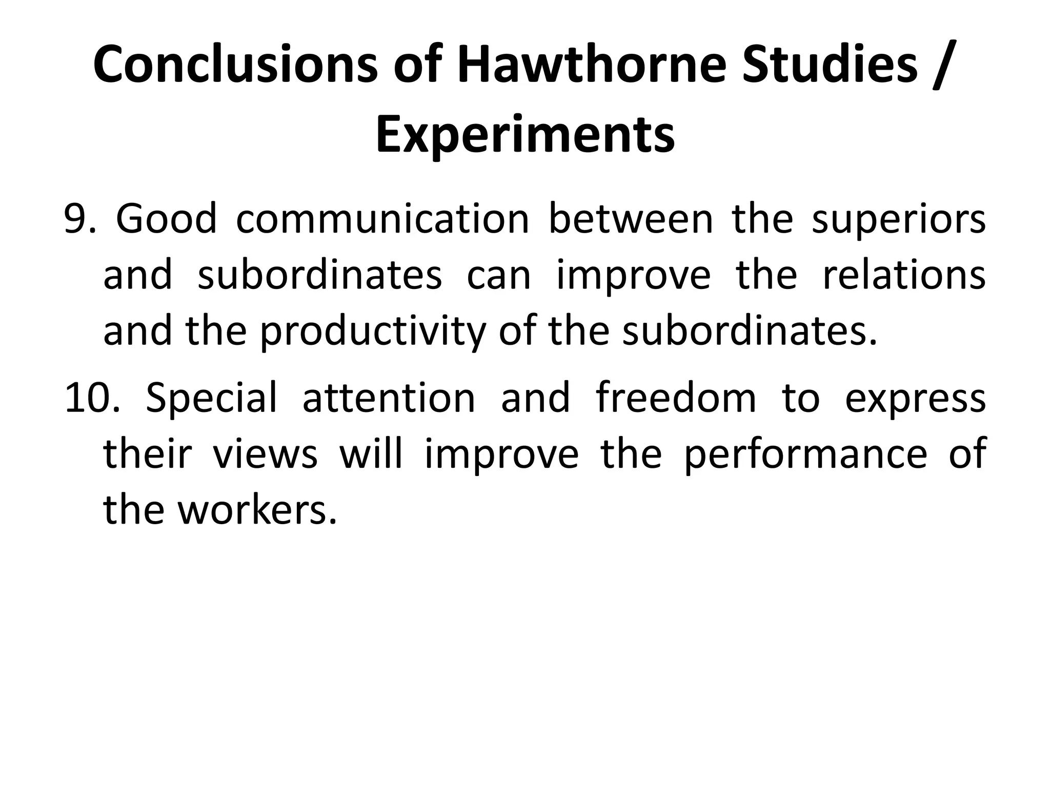 Hawthorne experiments | PPTX