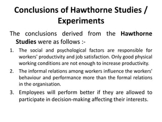 Mayo Hawthorne Experiments