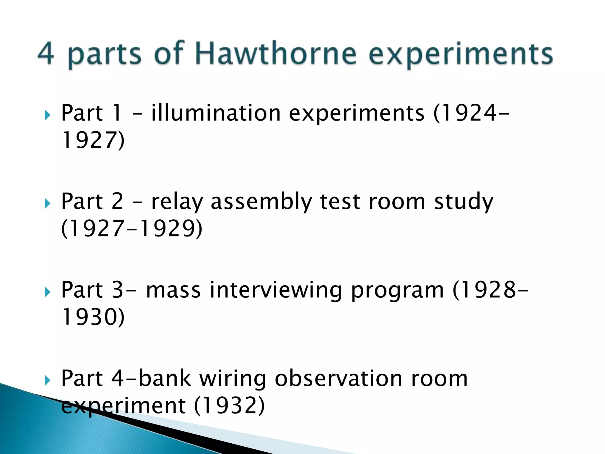 Hawthrone experiment | PPTX | Careers