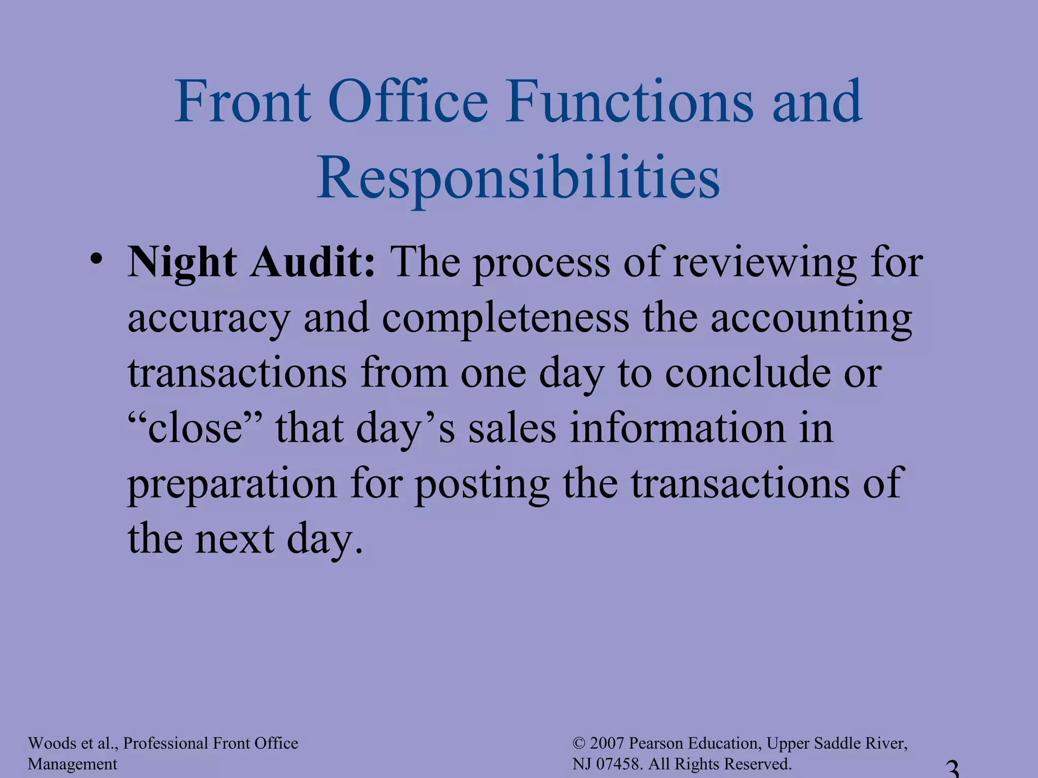 Chapter 3: Overview of The Front Office Dept | PPT