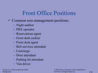 Chapter 3: Overview of The Front Office Dept | PPT