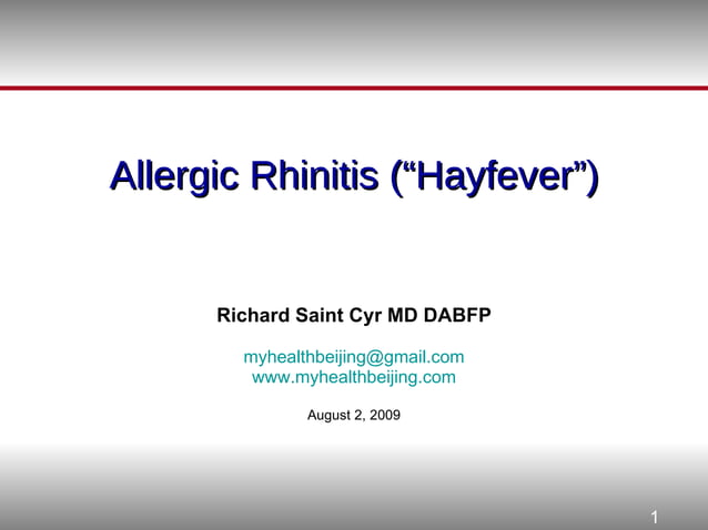 Hayfever | PPT | Allergies | Diseases and Conditions