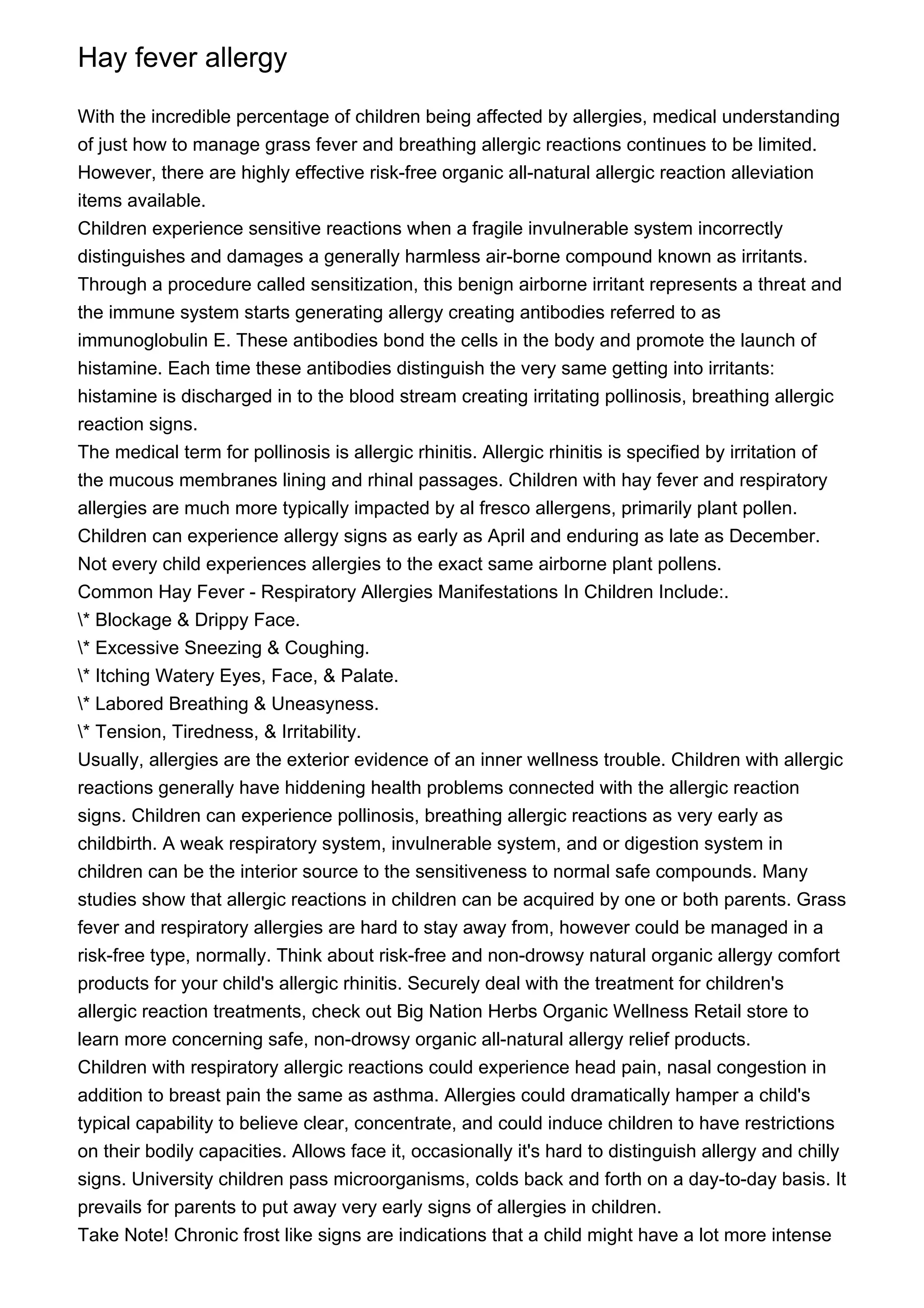 Hay fever allergy | PDF