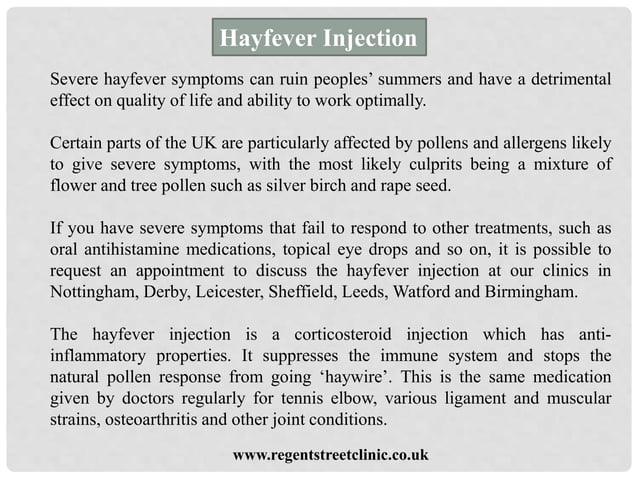 Hay Fever Injection Birmingham | PPT
