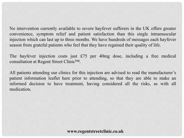 Hay Fever Injection Birmingham | PPT