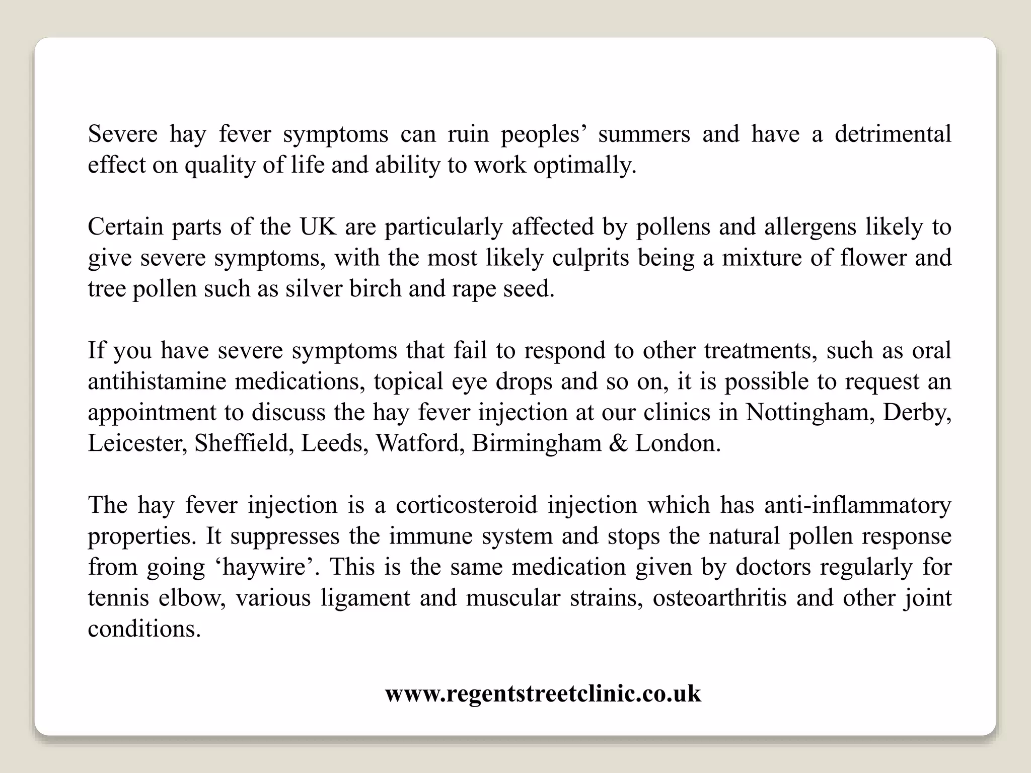 Hay fever injection | PPT