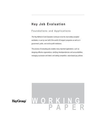 Hay job evaluation wp from hay website | PDF