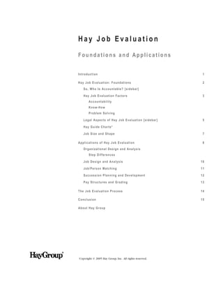 Hay job evaluation wp from hay website | PDF
