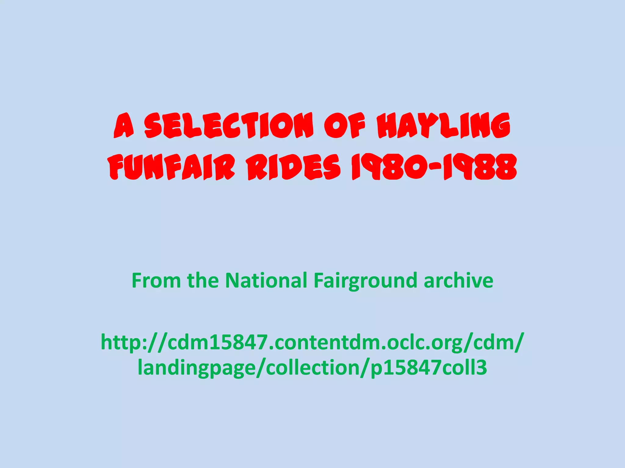 Hayling Funfair Rides 1980 88 | PPTX