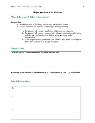 EDUC 8101-7 Major Assessment #1 | DOCX