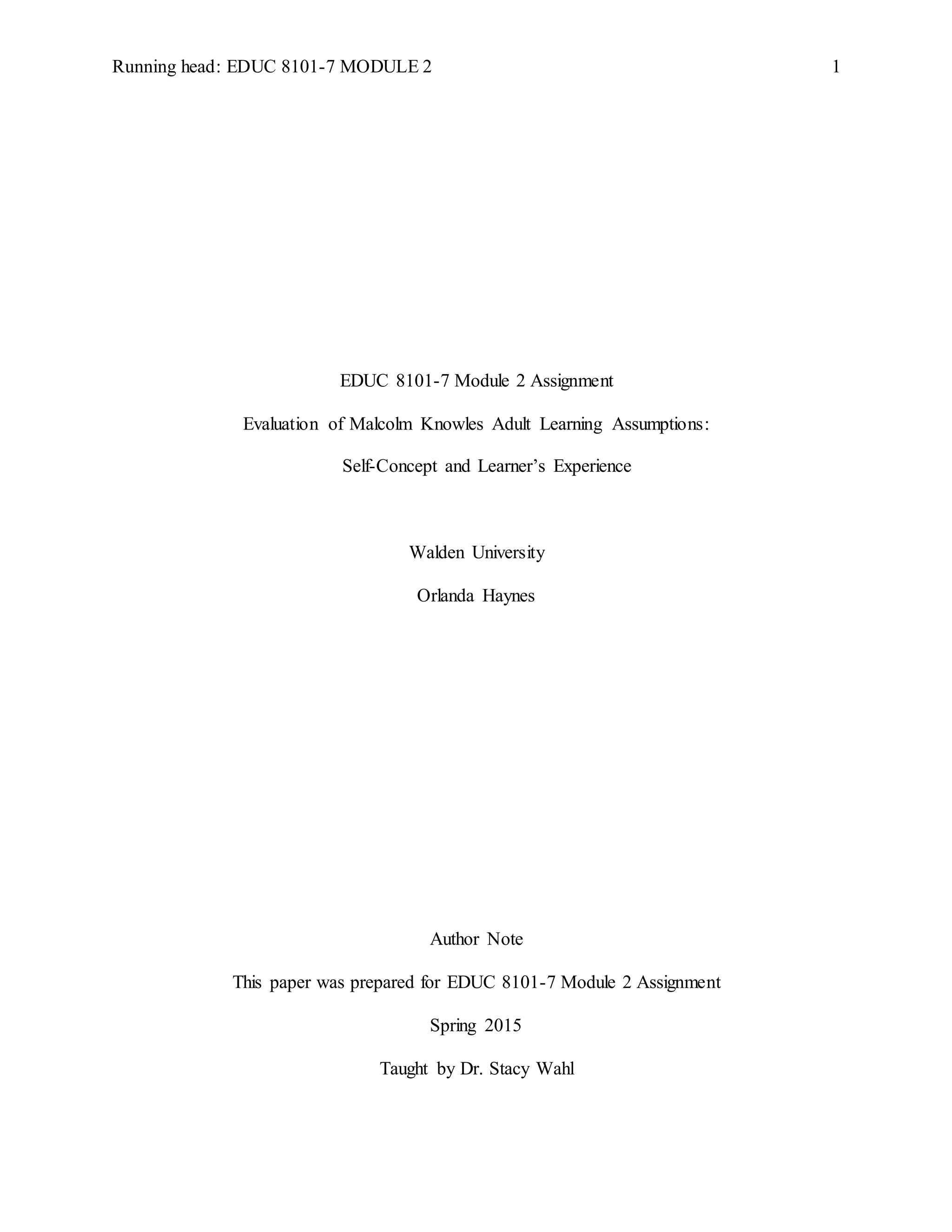 EDUC 8101-7 Module 2 Assignment | PDF