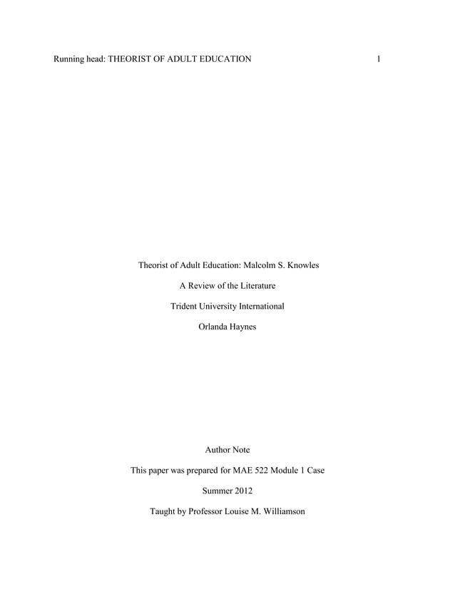 MAE 522 Module 1 Case | PDF | Adult Education | Education