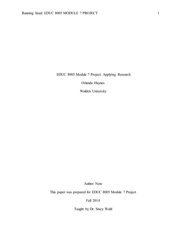 EDUC 8005 Module 7 Project | PDF