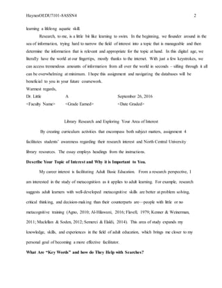 EDUC 7101 Assignment 4: Library Research | DOCX