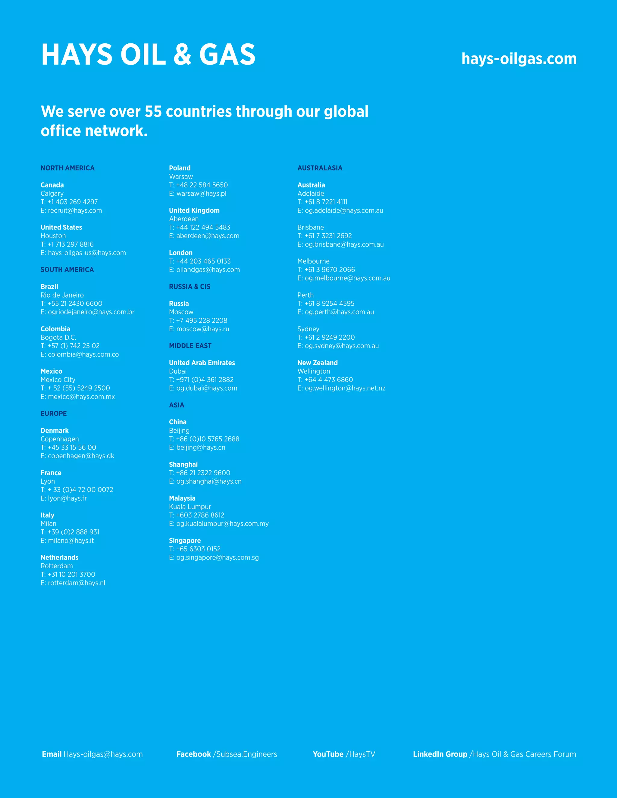 Hays Oil & Gas Global Job Index Q2 2014 | PDF