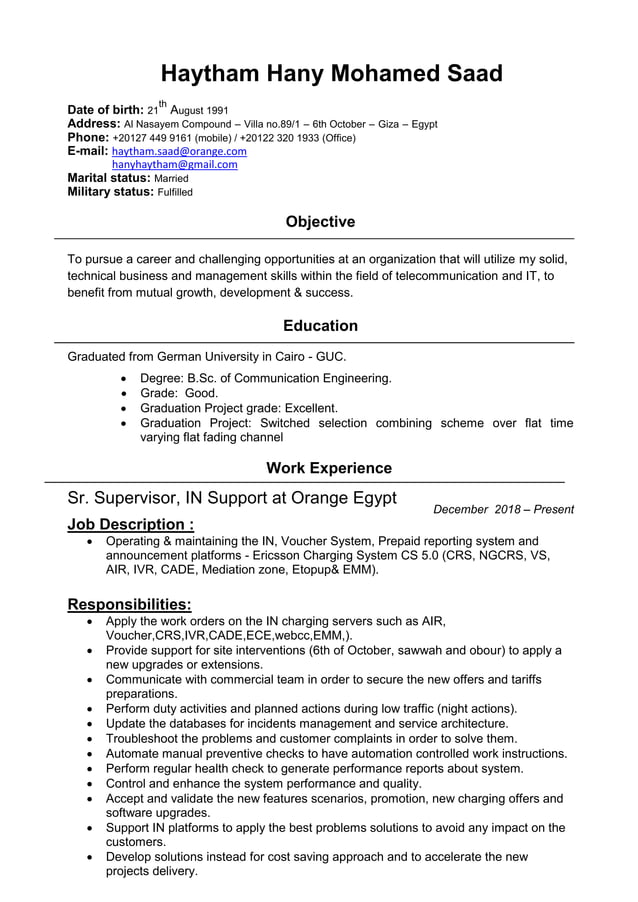 Haytham hany-cv | PDF