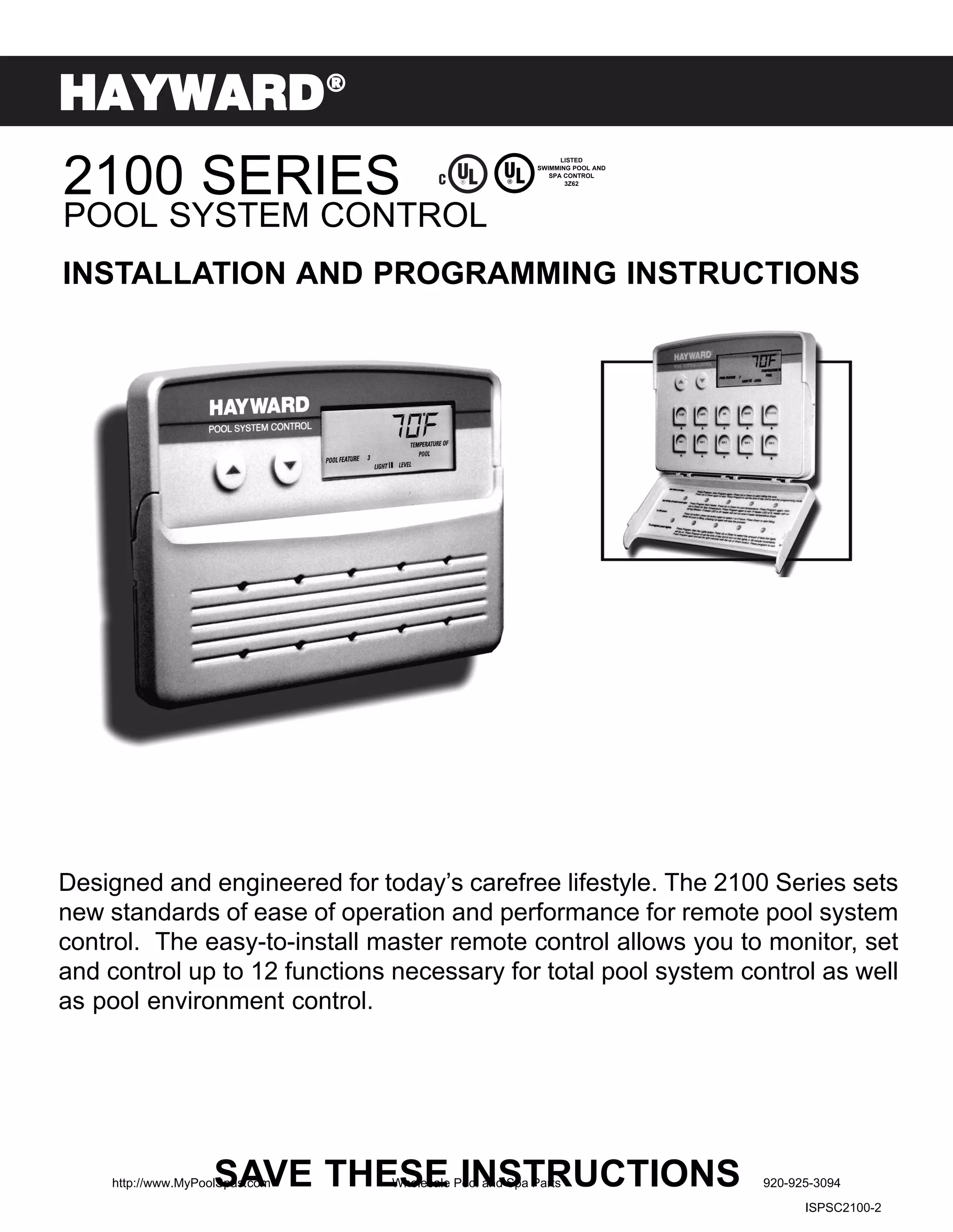 Hayward controls 2100 | PDF
