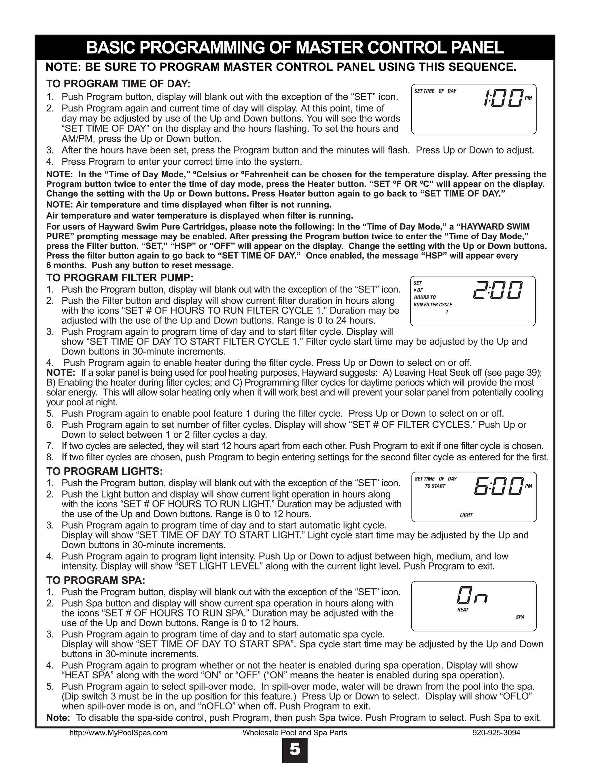 Hayward controls 2100_operating | PDF