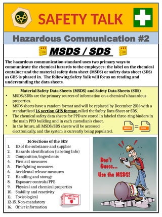 Haz-Com-02-Safety-Talk.pptx MATERIALS SAFETY DATA SHEET TRAINING | PDF