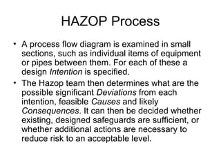 Hazard Analysis Definition of HAZOP • Systematic technique to IDENTIFY ...
