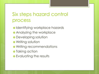Hazard analysis and control | PPT