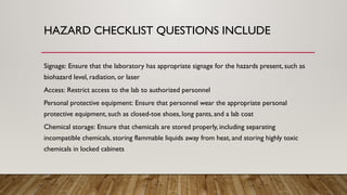 HAZARD CHECKLIST IN THE MEDICAL LABORATORY | PPT