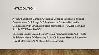 HAZARD CHECKLIST IN THE MEDICAL LABORATORY | PPT