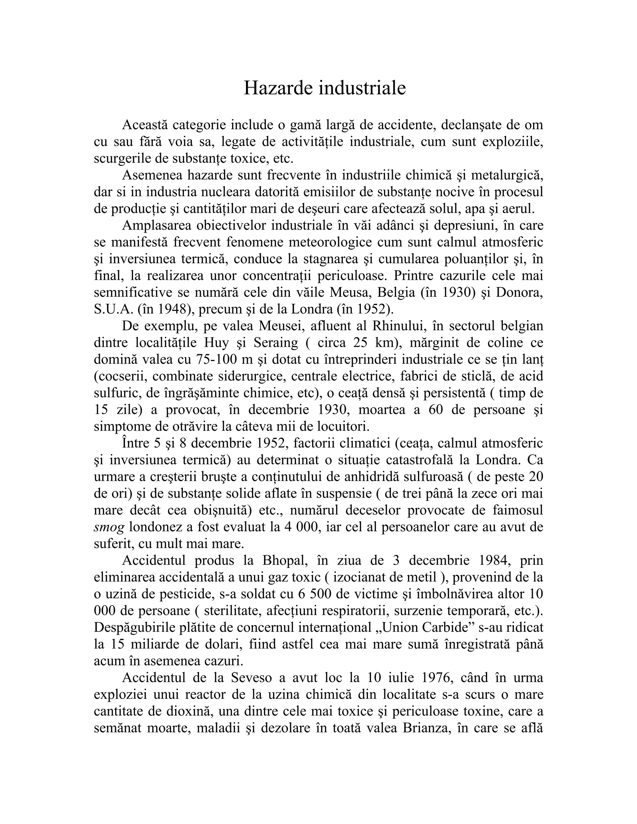 Hazarde Industriale | DOC