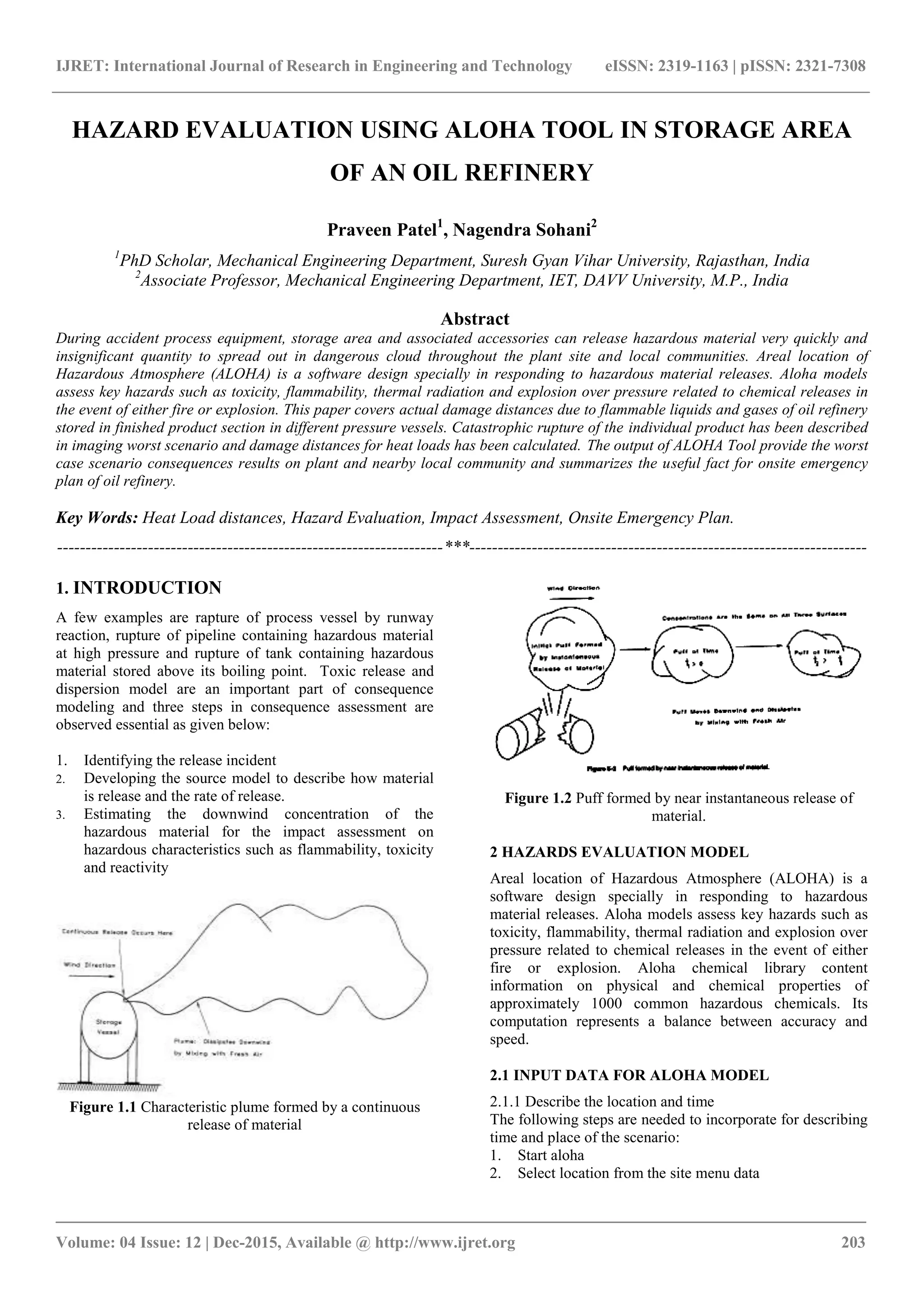 Hazard evaluation using aloha tool in storage area of an oil refinery | PDF