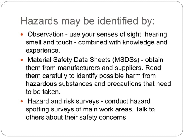 Hazard identification assessment and control techniques | PPTX