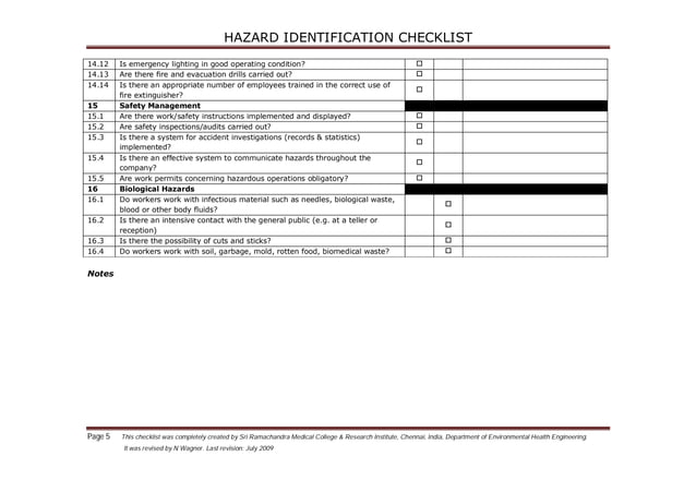Hazard identification checklist | PDF