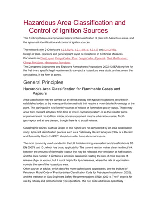 Hazardous area classification and control of ignition sources | DOC