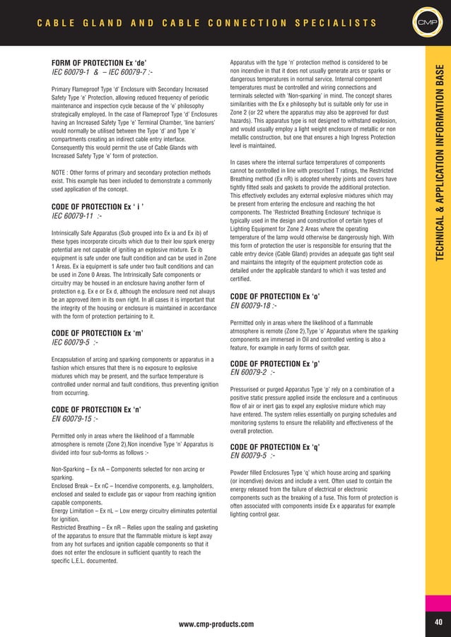 CMP Cable Glands - Hazardous Area Zones 1, 2, 21, 22 Flameproof (ATEX ...
