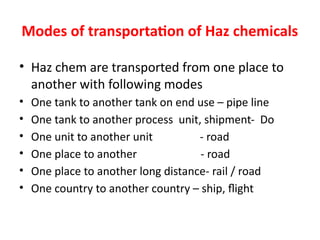 Hazardous chemicals handling, storage and transport classification-Siva ...