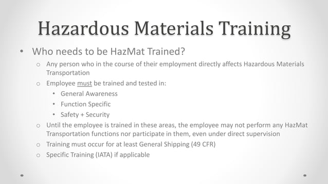 Hazardous Materials Certification Training Part 1 | PPTX
