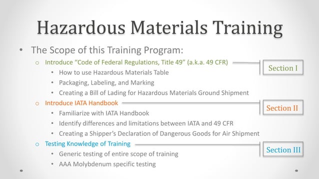 Hazardous Materials Certification Training Part 2 | PPT