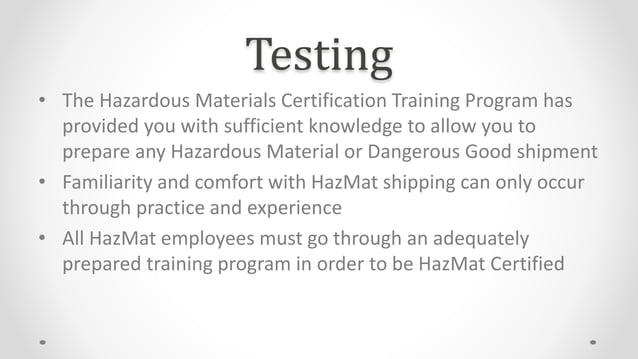 Hazardous Materials Certification Training Part 3 | PPTX