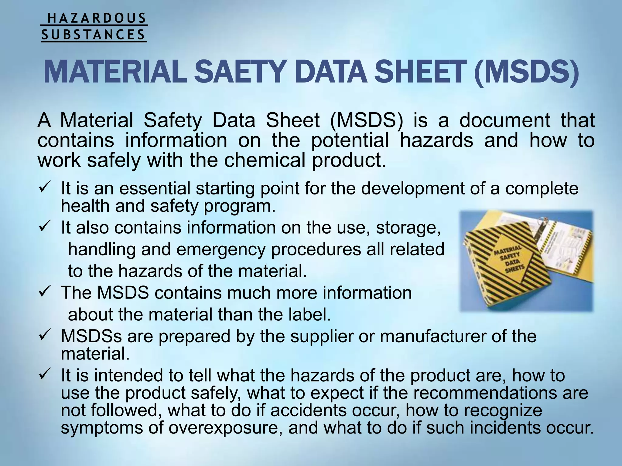 Hazards and Hazardous Substances | PPTX