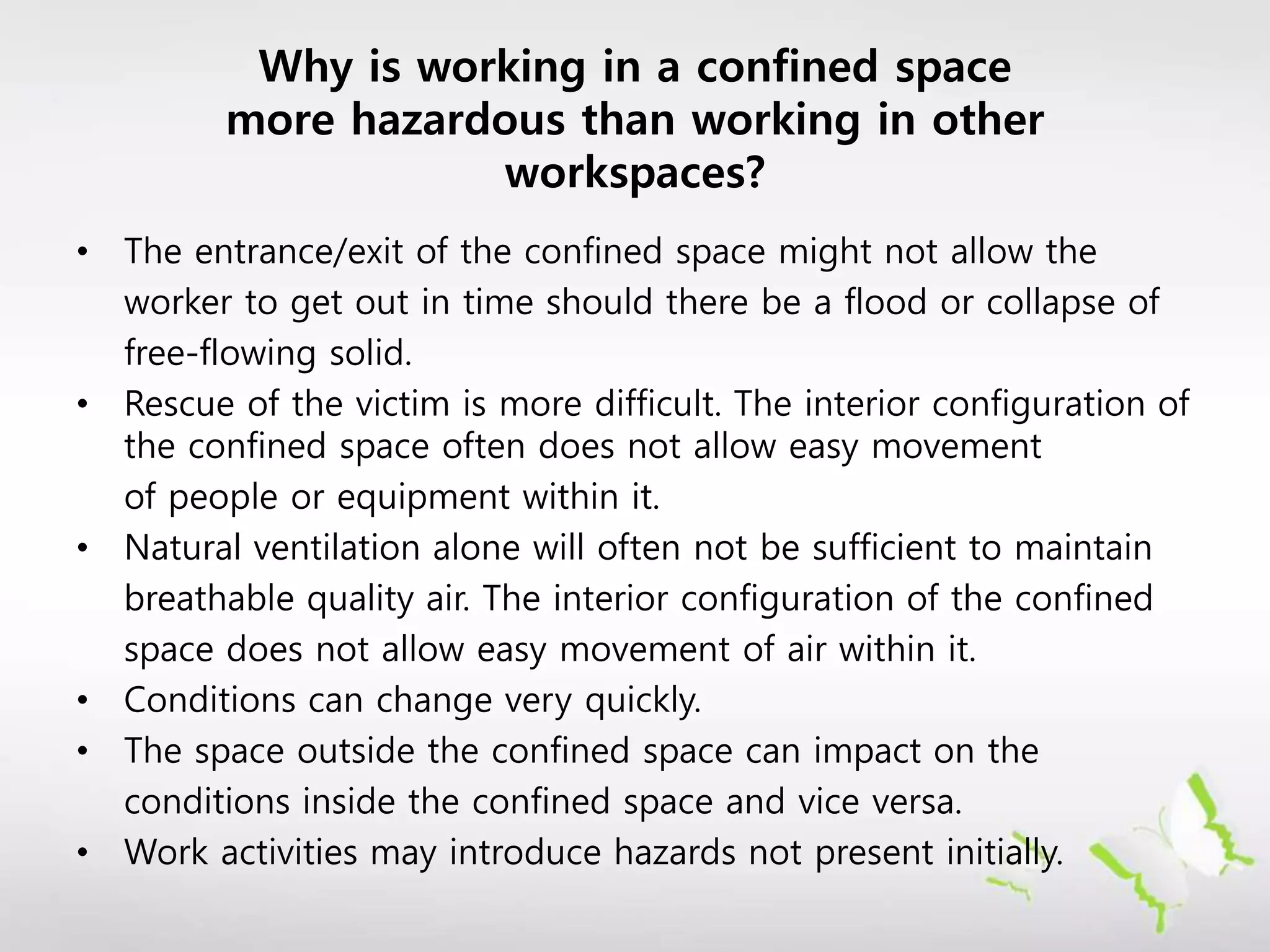 Hazards and safety in confined spaces | PPTX