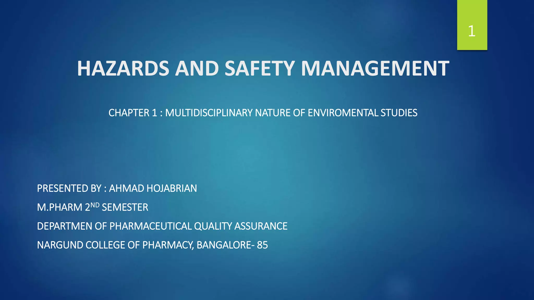 Hazards and safety management | PPTX