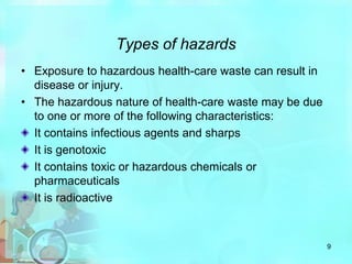 Hazards of health care waste | PPTX