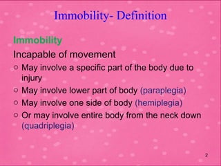 complications / Hazards of immobility | PPT