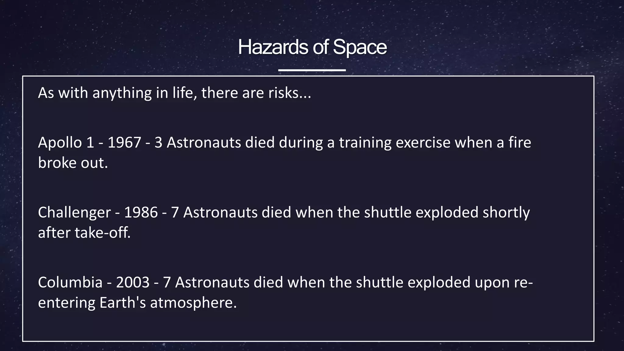 Hazards of space | PPTX