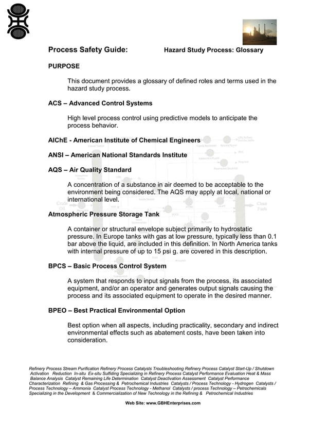 Hazard Study Process Glossary | PDF