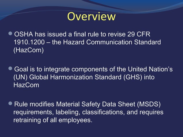 OSHA Hazard Communication and Global Harmonization System (GHS) | PDF ...