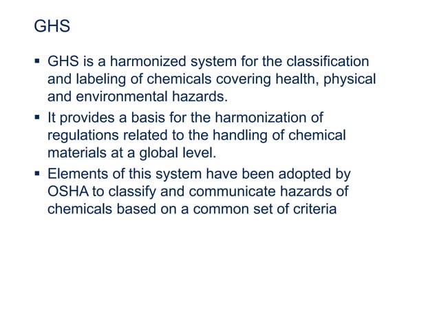HAZCOM Globally Harmonized System of Classification and Labeling of ...