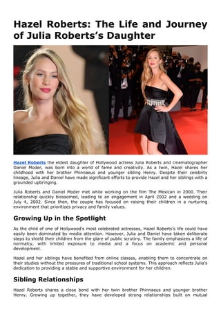 Hazel Roberts: The Life and Journey of Julia Roberts’s Daughter | DOCX