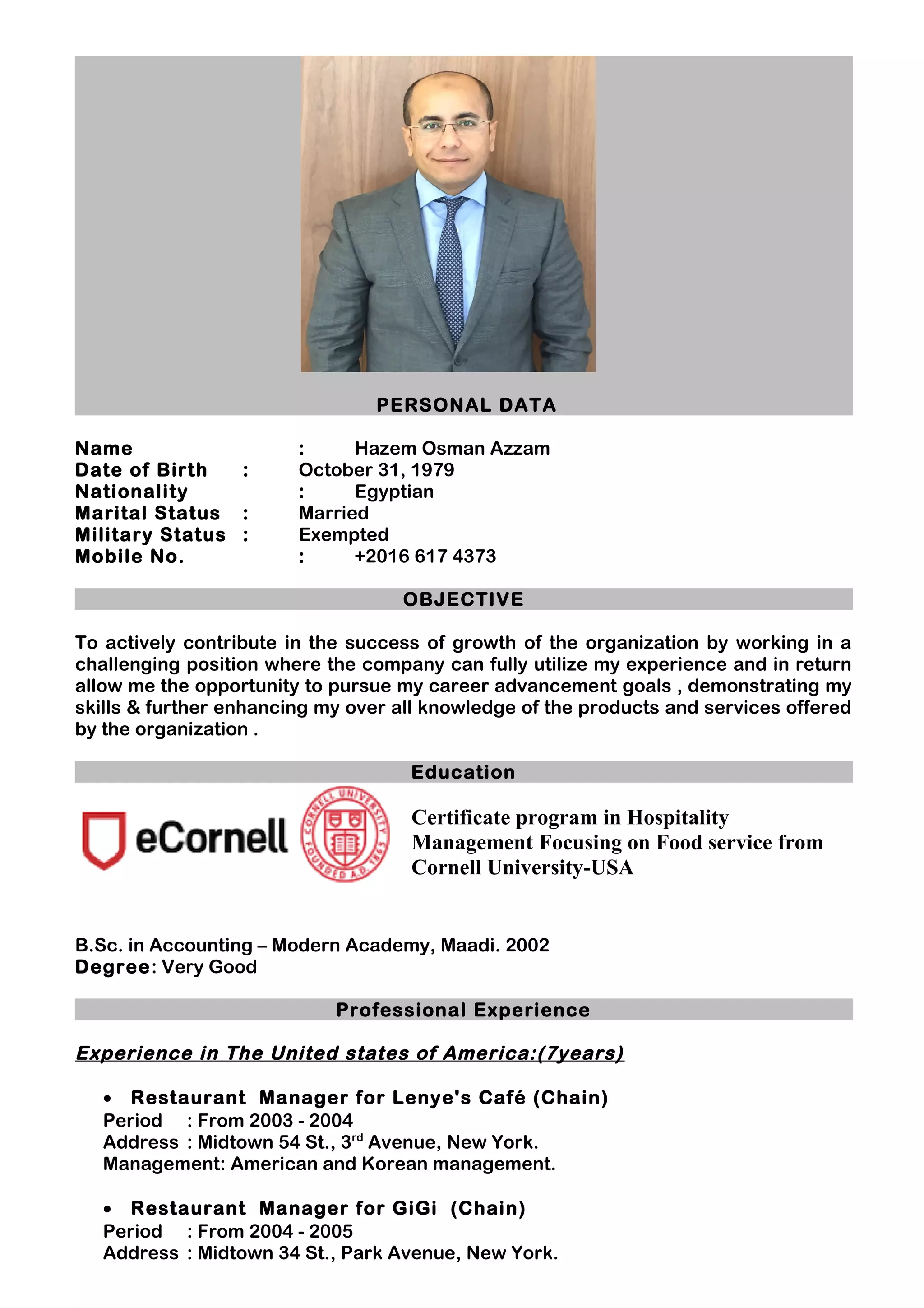 Hazem azzam cv 2016 | DOC