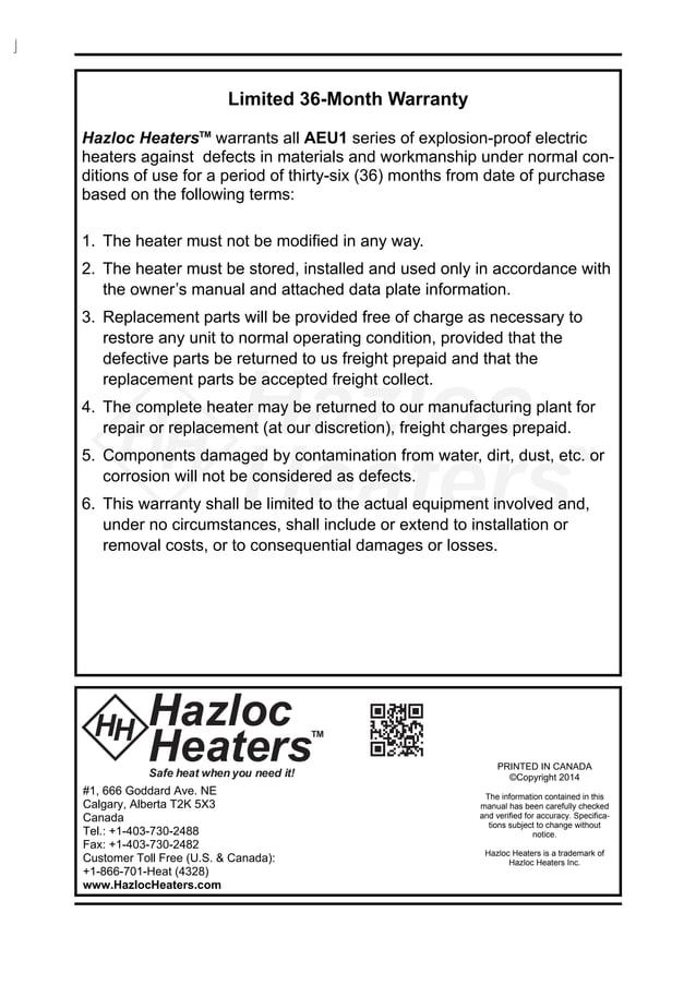 Hazloc AEU1 Air Heater - Hazardous Area Explosion Proof ATEX Zone 1 ...