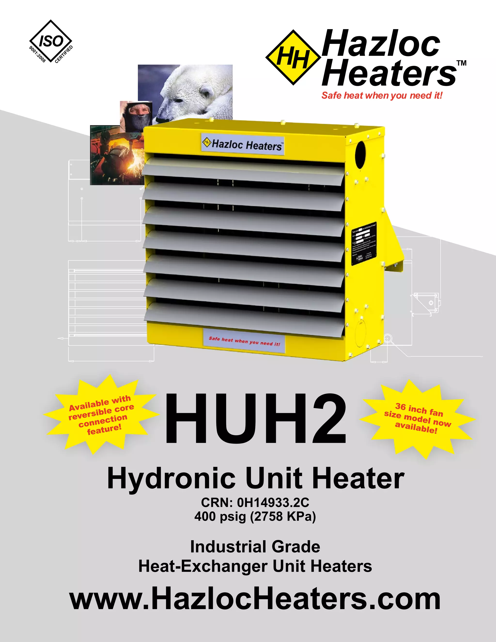 Hazloc Heaters HUH2 Hydronic Unit Heaters | PDF